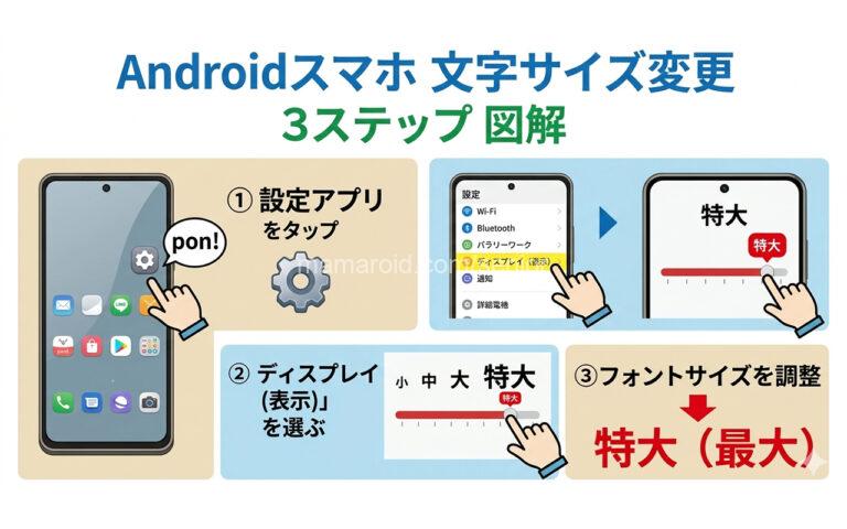 スマホの文字を大きくする方法！iPhone・Android別の簡単手順と「読みやすくなる」裏ワザまとめ | スマホらくらくナビ